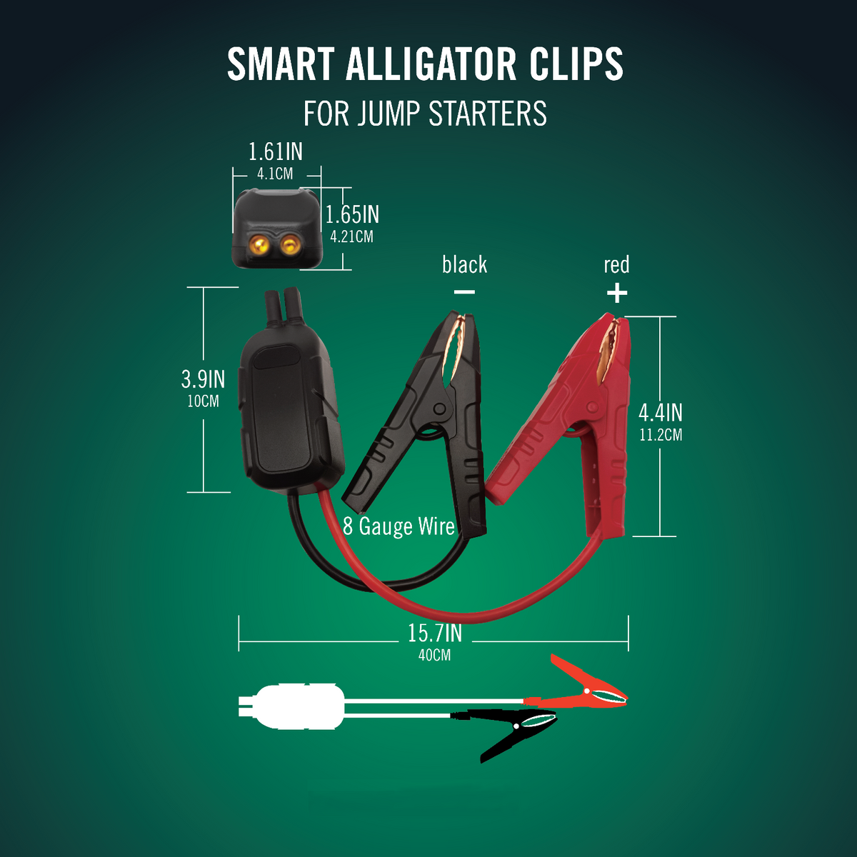 Smart Alligator Clips for Jump Starters - 800, 1000, 1500, & 2000 AMP ...