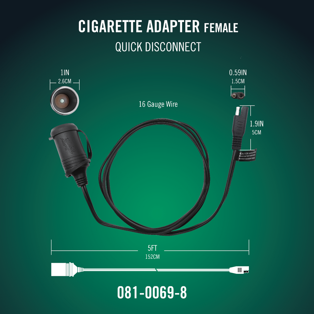 Female Cigarette Adapter Accessory Cable with Quick Disconnect ...