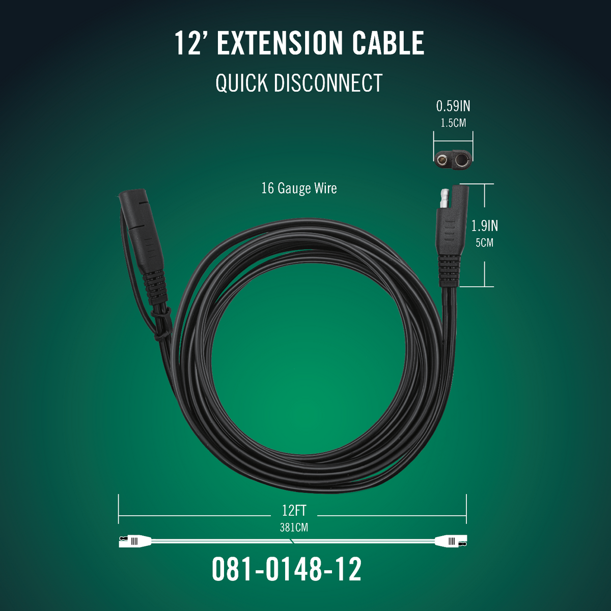 Quick Disconnect 12 Foot Extension Cable | Battery Tender®