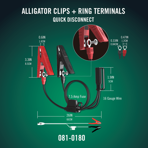 Alligator Clip and Ring Terminal Combo with Quick Disconnect | Battery Tender®